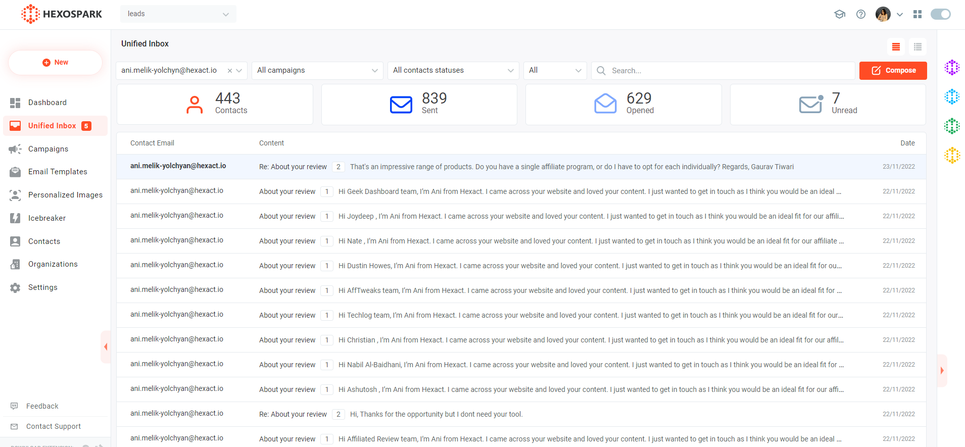 How to Manage all Your Replies with the Unified Inbox | Hexospark